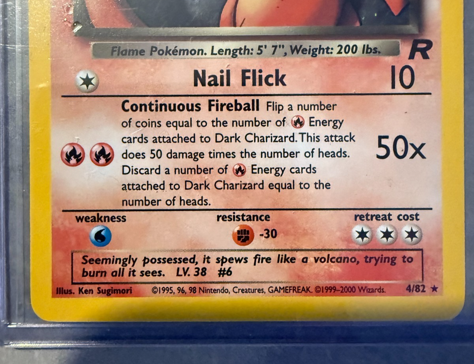 DARK CHARIZARD POKEMON CARD WOTC TEAM ROCKET HOLO 4/82 NEAR MINT ...