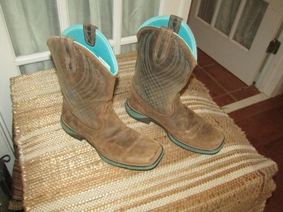 Ariat Womens Sz 7.5 B Anthem Java Brown & Turquoise Western Boots ...