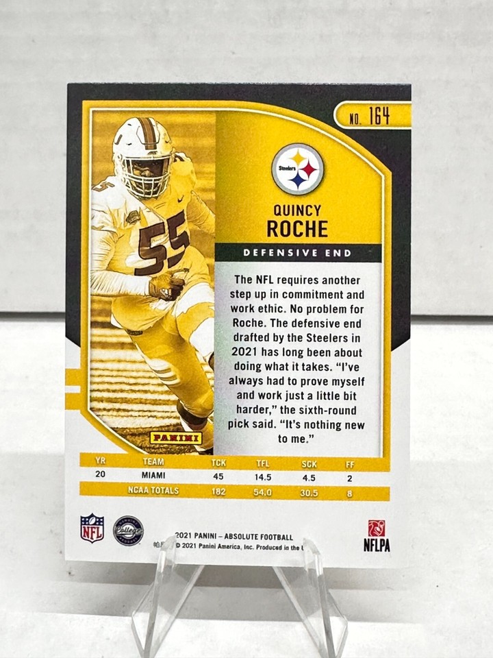 2021 Panini Absolute Retail Football #164 Quincy Roche RC Pittsburgh ...