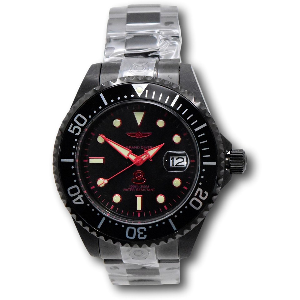 Invicta Grand Diver 'Red Phantom' Men's 47mm Automatic Triple Black ...