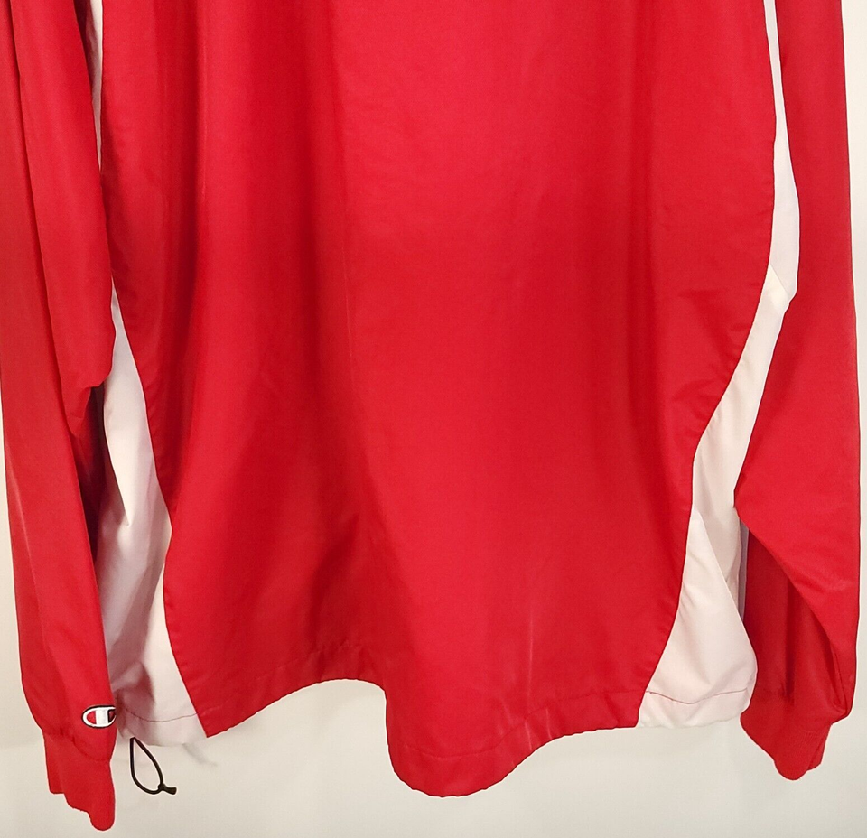 Champion Windbreaker Jacket Men's XL Red White Nylon Pullover Lined | eBay