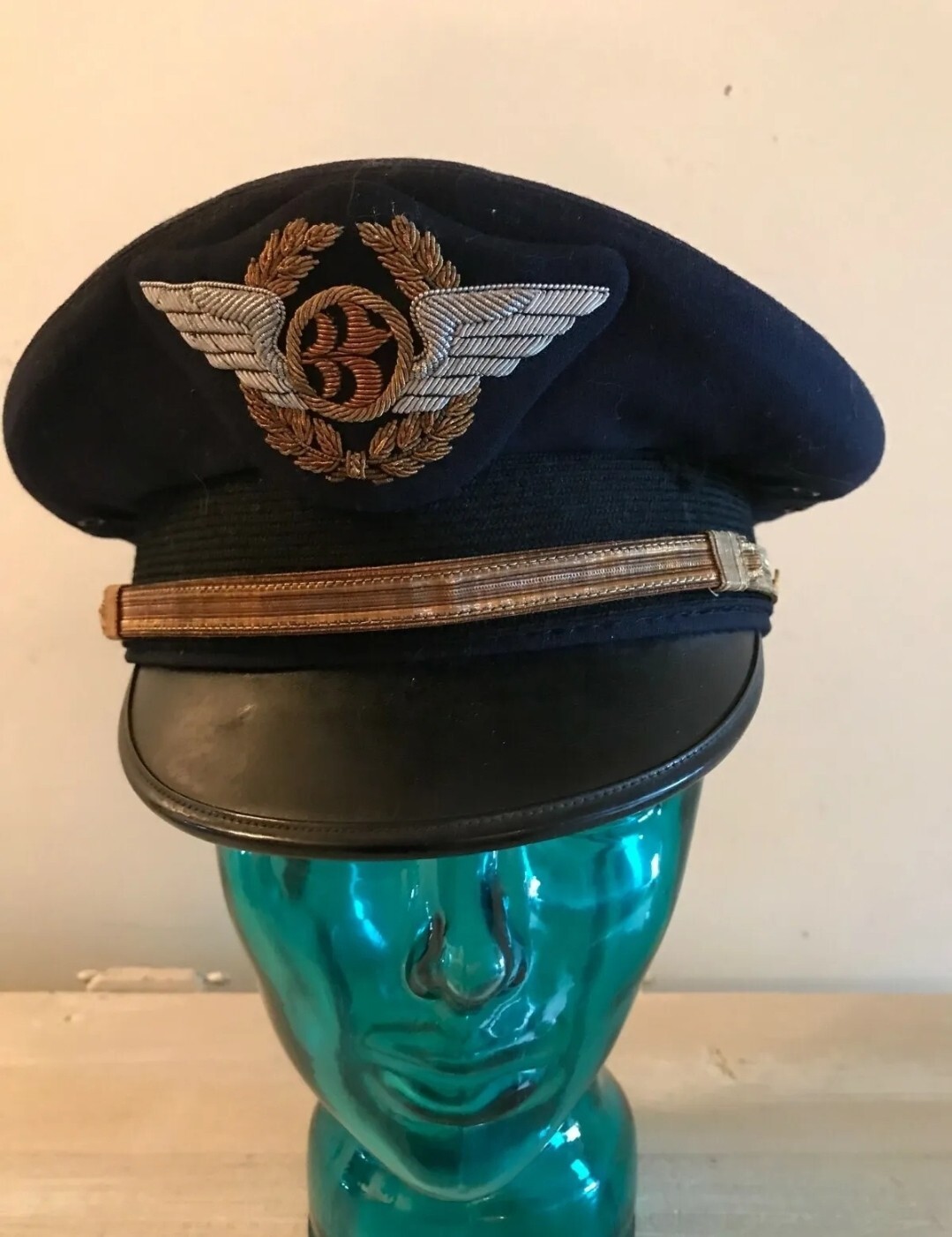 Airline Captian Pilot Visor Hat gold/silver bullion nice Aviation- | eBay