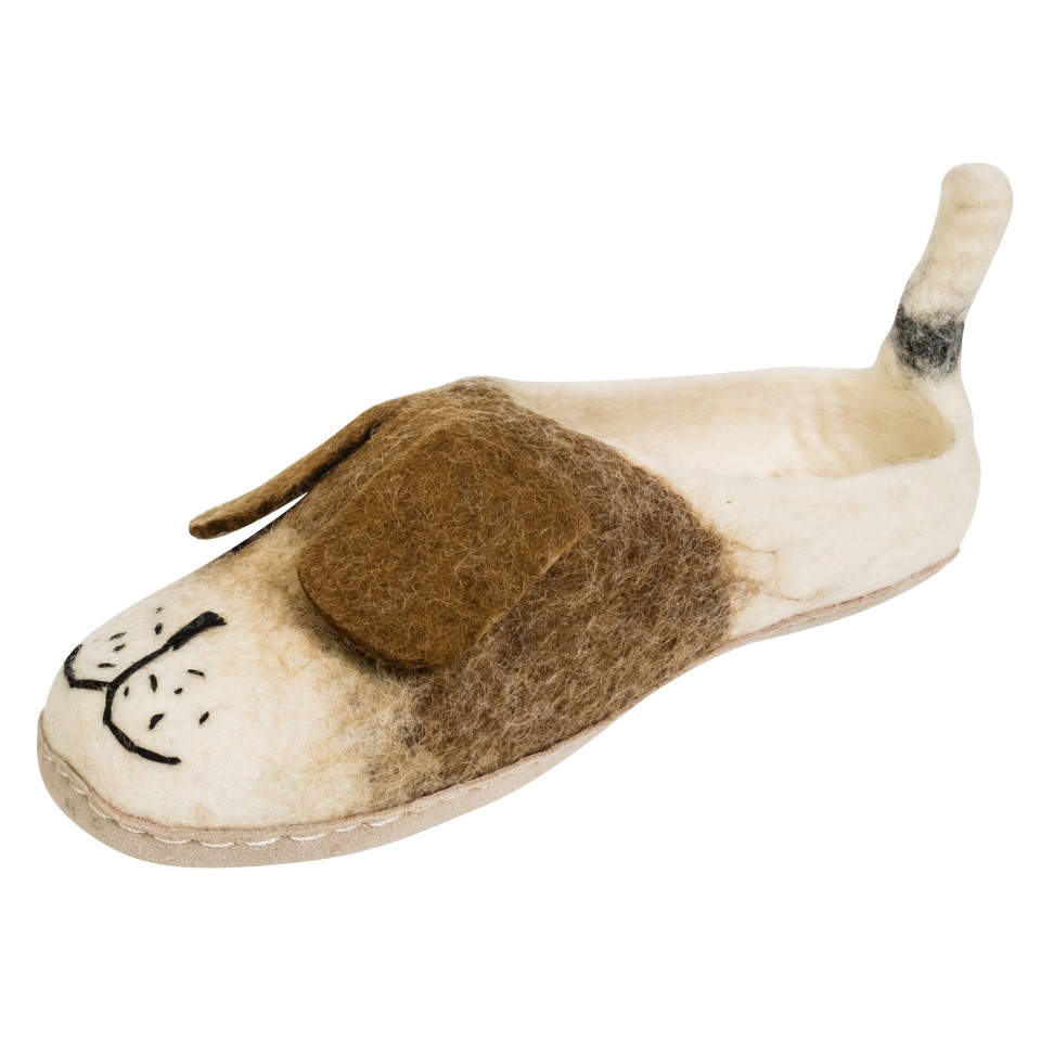 Eco Friendly Natural Sheep Wool Felted Handmade Dog Shaped Slippers | eBay