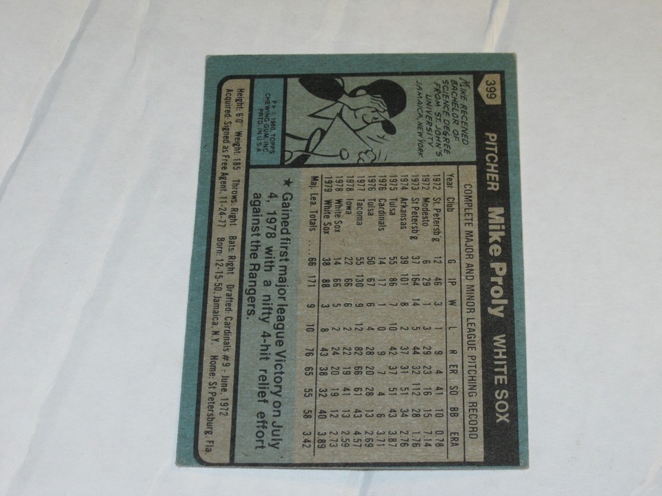 Mike Proly Autographed Baseball Card | eBay