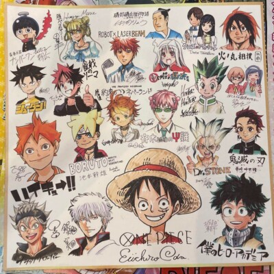 ONE PIECE Eiichiro Oda Luffy Autograph Shikishi Art Card 2017 Jump ...