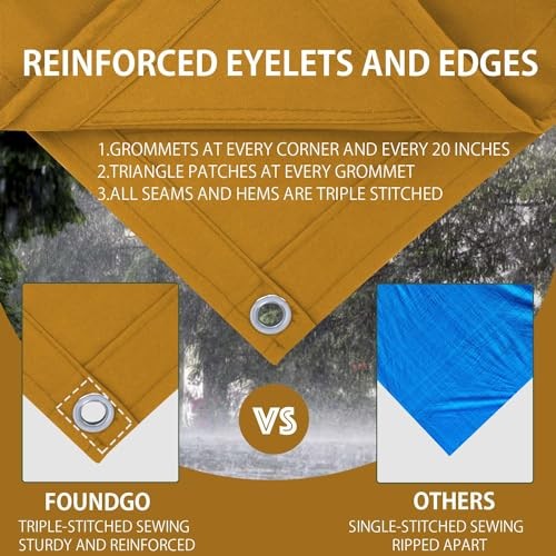 8x10ft Canvas Tarp 22 Mil Tarps 14 oz Canvas Tarpaulin Heavy Duty 8x10 ...