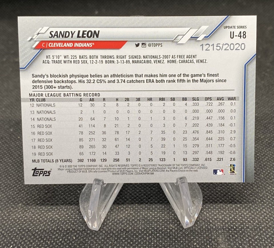 2020 Topps Update Sandy Leon Gold /2020 Cleveland Guardians #U-48 | eBay