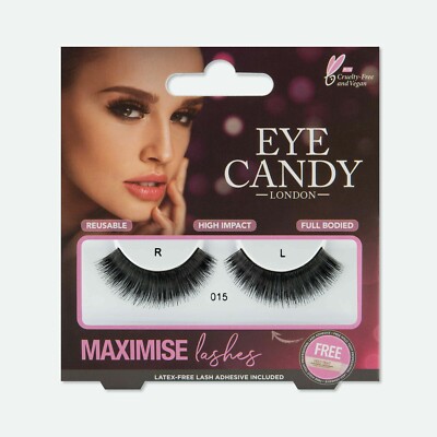 EYE CANDY LONDON 015 MAXIMISE FALSE LASHES eyelashes & LATEX FREE ADHESIVE VEGAN | eBay UK