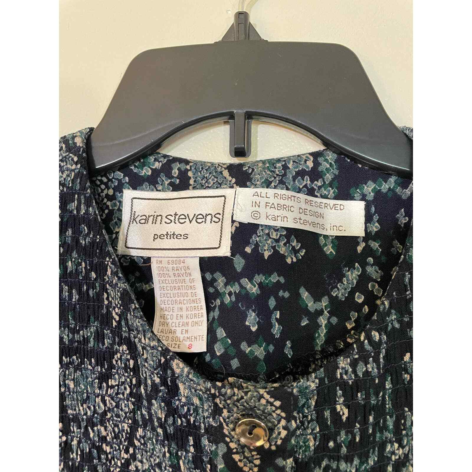 Karin Stevens Vintage Maxi Dress Navy Abstract Print … - Gem