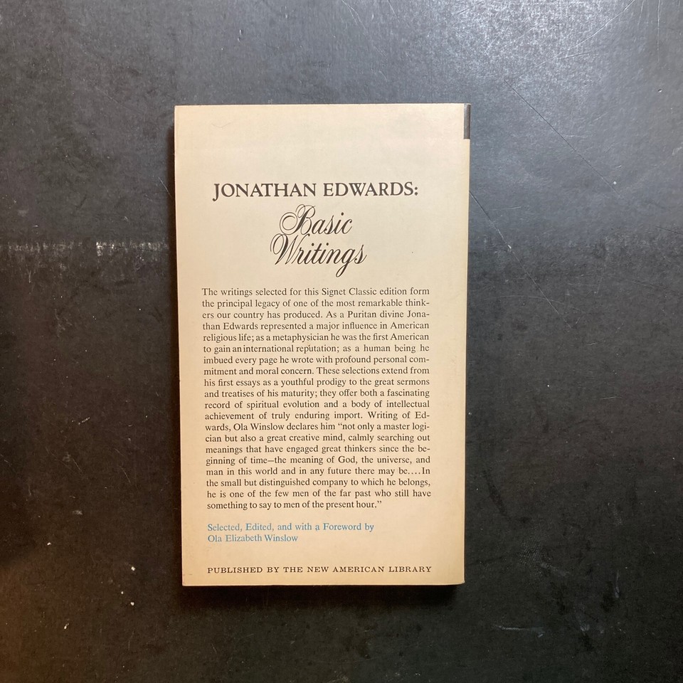 JONATHAN EDWARDS Basic Writings sSOFTCOVER | eBay