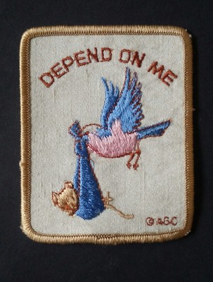 Vintage Patch AGC Stork with Baby Patch "Depend On Me" | eBay