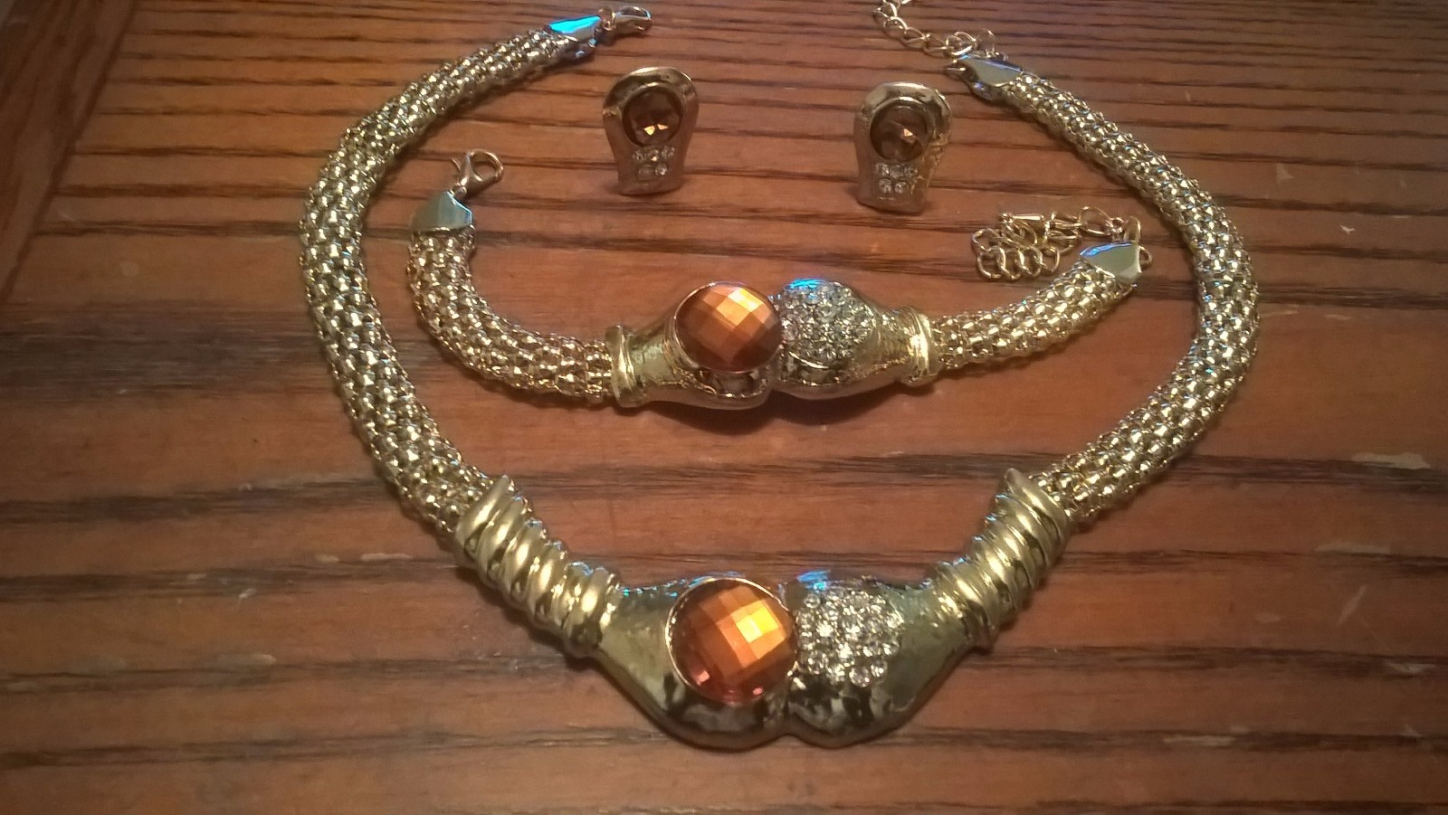 Gold Filled Gem Crystal Rhinestone 4 And 3 Piece Jewelry Set | eBay