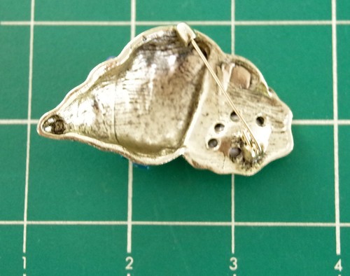 BIG 2.5" NWOT DESIGNER STYLE BLUE AB CRYSTAL RHINESTONE CONCH SHELL ...