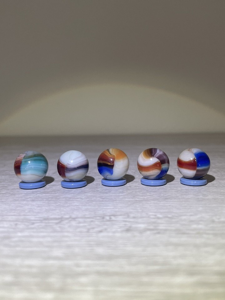 Lot Of 5 Vitro Agate Tri-Lite Vintage Marbles | eBay