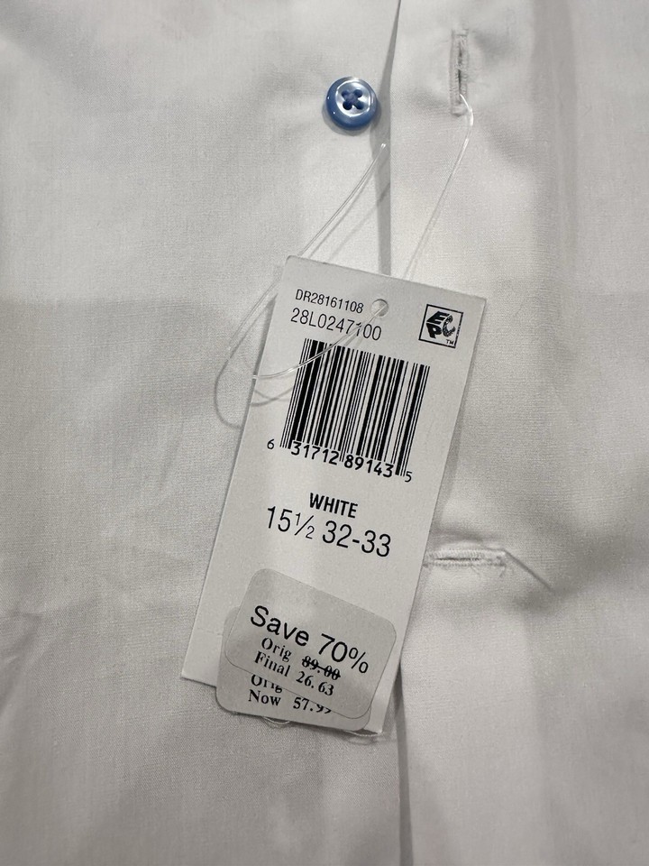 NEW The Men's Store at Bloomingdale's Slim Fit Dress Shirt 15.5 32/33 White | eBay