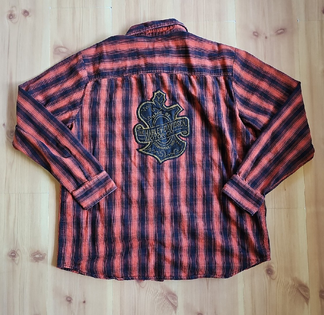 Harley Davidson Oak Leaf Embroidered Flannel Orange B… - Gem