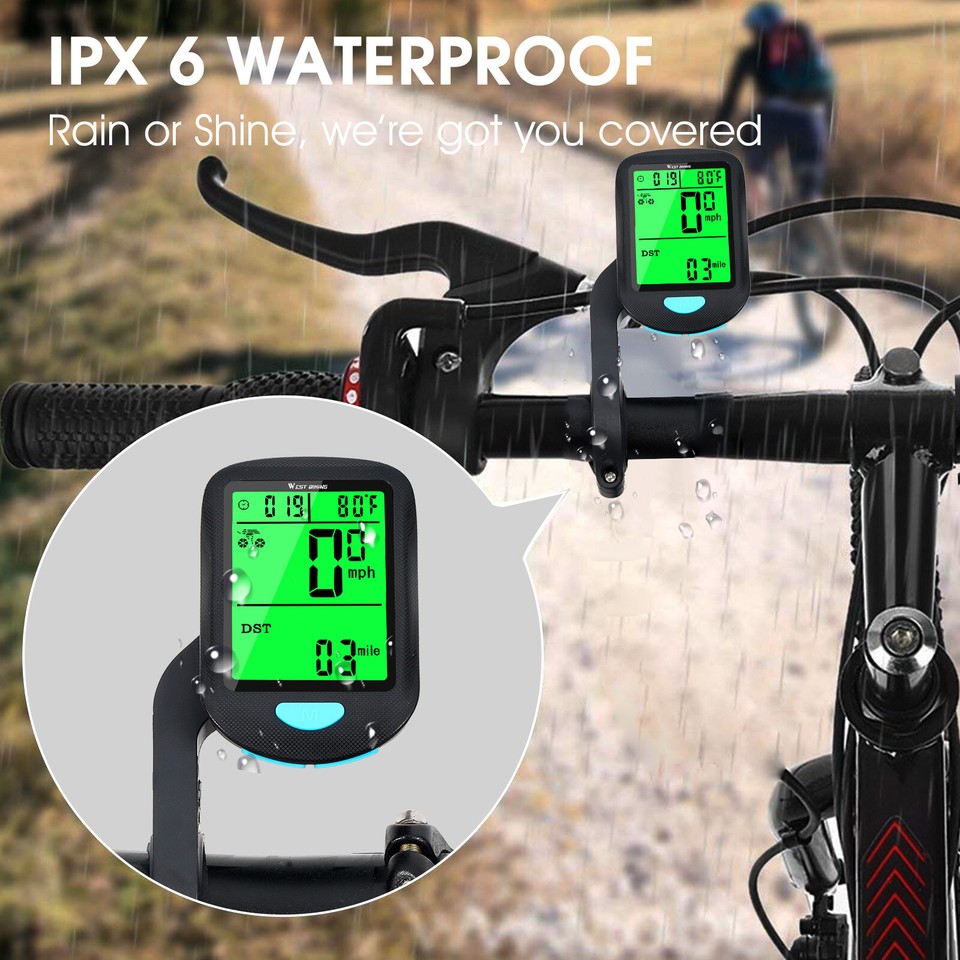 WEST BIKING Wireless Bicycle Computer Waterproof LED Bike Speedometer ...