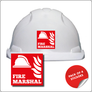 4 x FIRE MARSHAL HELMET SELF ADHESIVE STICKERS HEALTH & SAFETY BUILDING ...