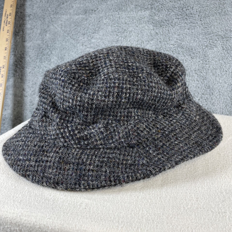 VTG Harris Tweed LL Bean bucket hat Men Large Gray Waterproof 100 % ...