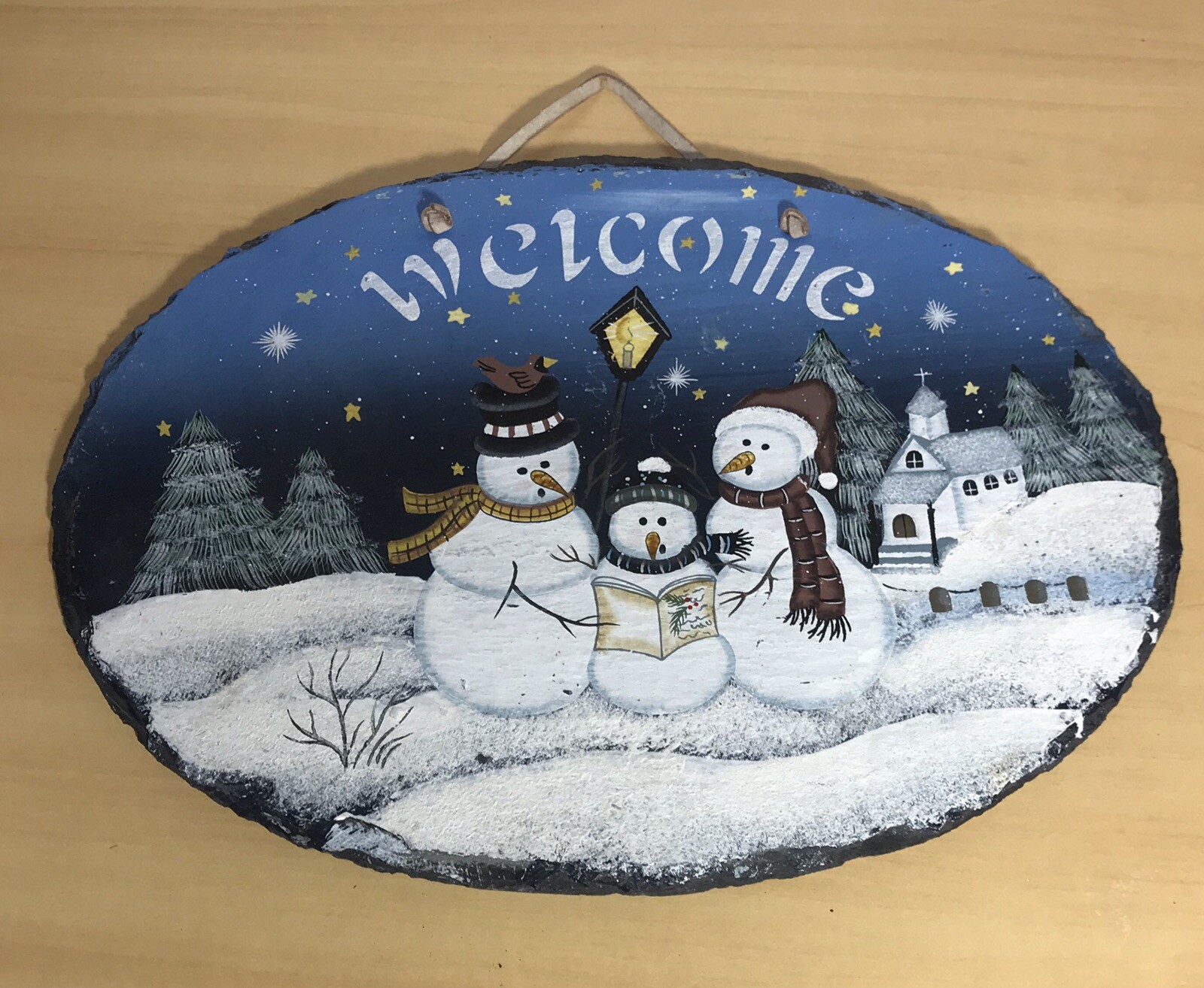 Holiday Slate Snowman Carolers Welcome Sign Wall Plaque By Holiday ...
