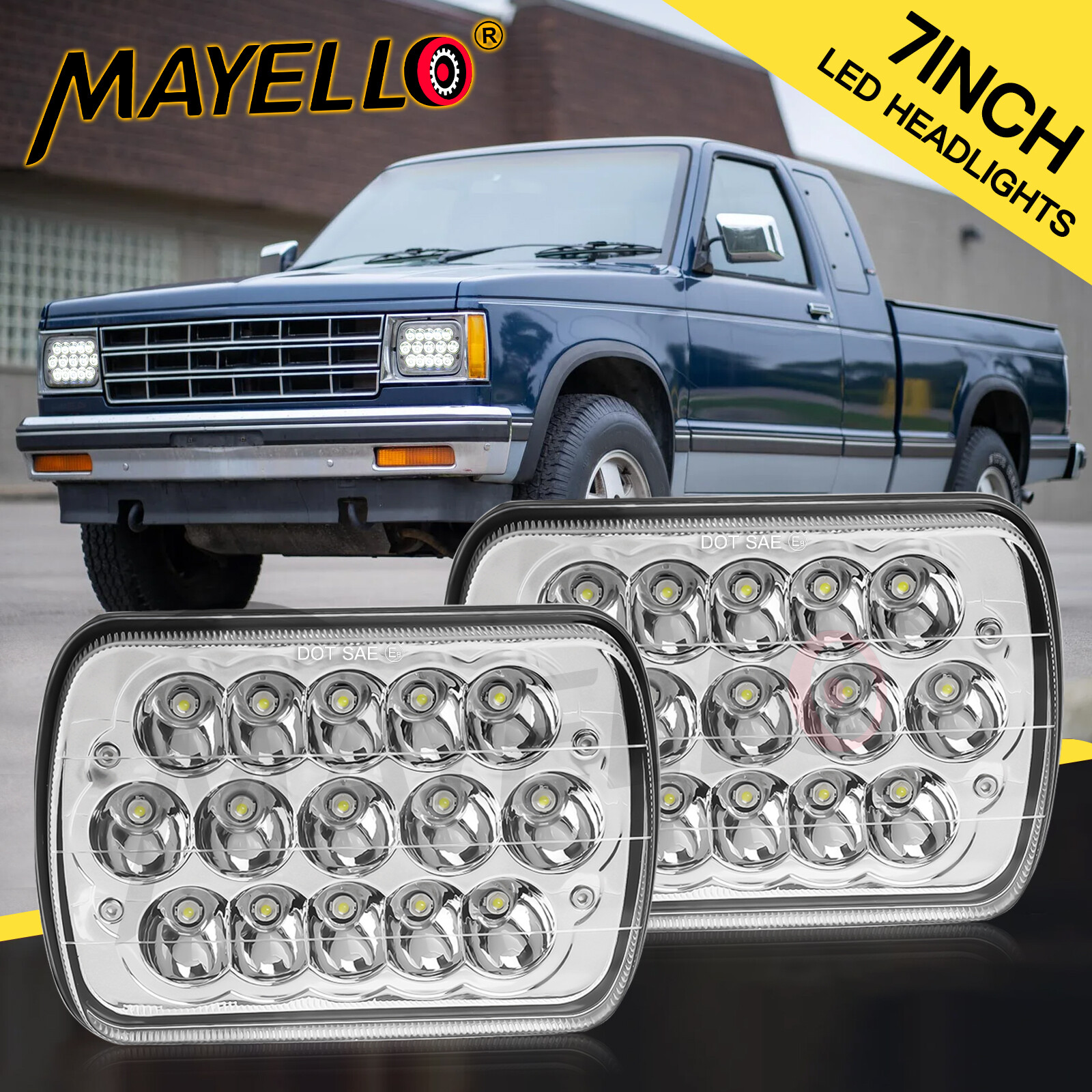 For 82-93 Chevy S10 Blazer GMC S15 7X6" Projector LED Headlights Hi/Lo ...