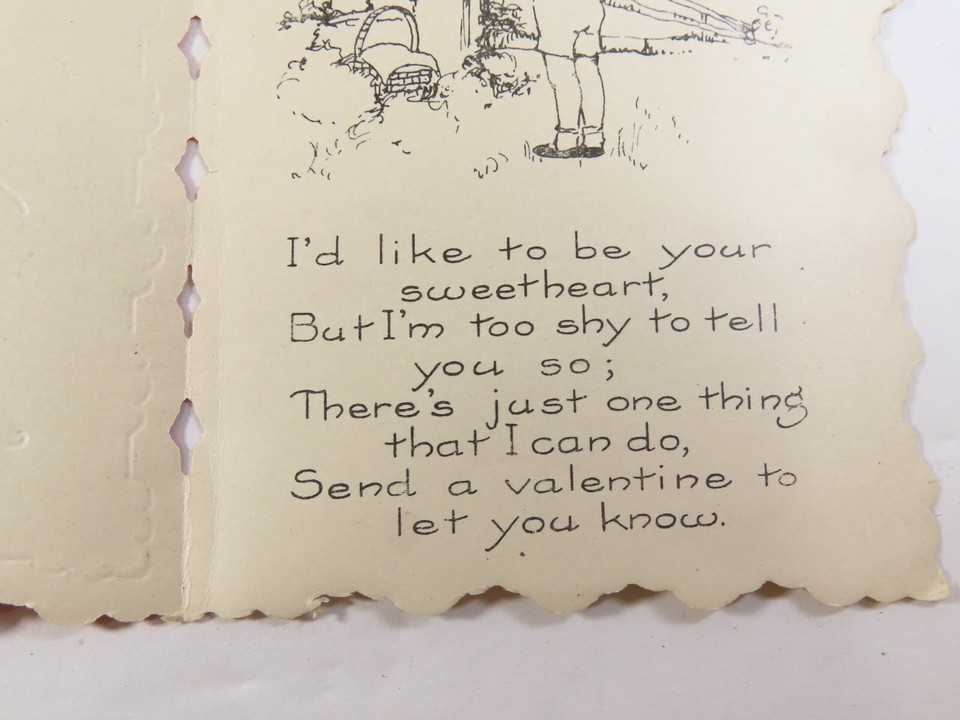 2 Antique Valentine Card Paper Cut Victorian 1920s Boy Girl Lot C8013 ...