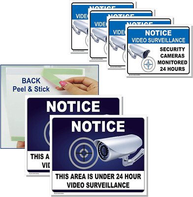 Warning Video Surveillance Signs and Stickers for Business - 6 Pack | eBay
