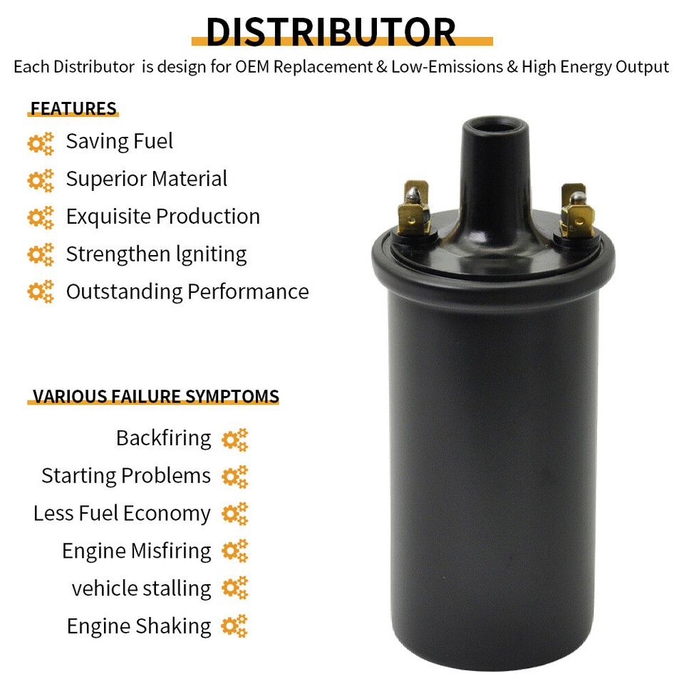 New Ignition Coil 12V Universal 35k With Internal Resistor 3 Ohm ...