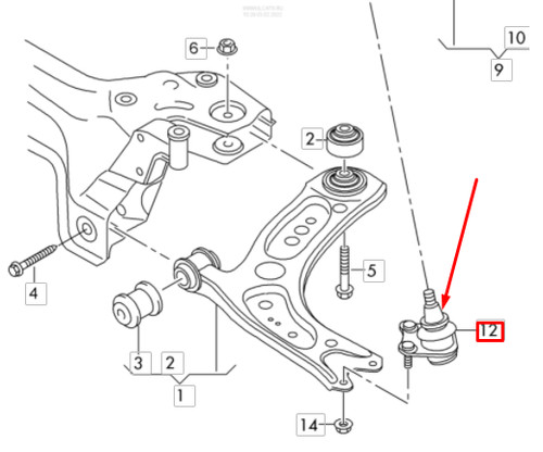 NEW VW GOLF CD1 FRONT LEFT LOWER CONTROL ARM BUSH 5WA407365 5Q0407365A ...