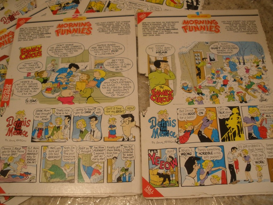 LOT OF 6 MORNING FUNNIES CEREAL BOX COMIC BACKS (D9) | eBay