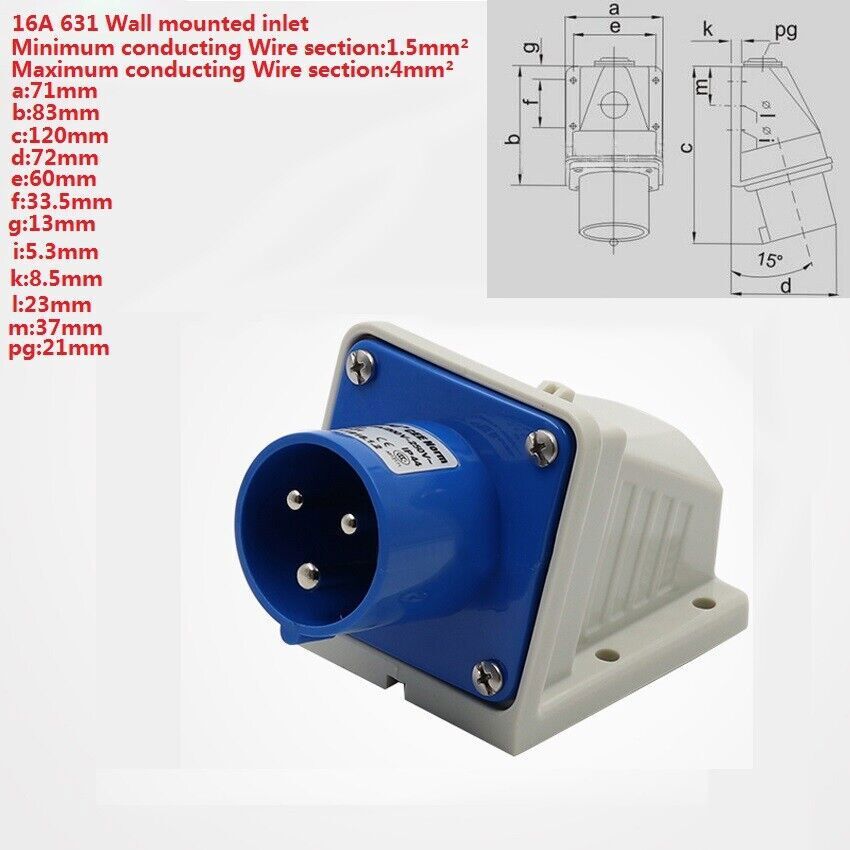 230V 16/32Amp 3Pin Industrial Site Plugs/Socket IP44 Male/Female ...
