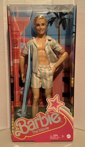 Barbie The Movie Ken Doll Wearing Pastel Striped Beach Matching Set ...