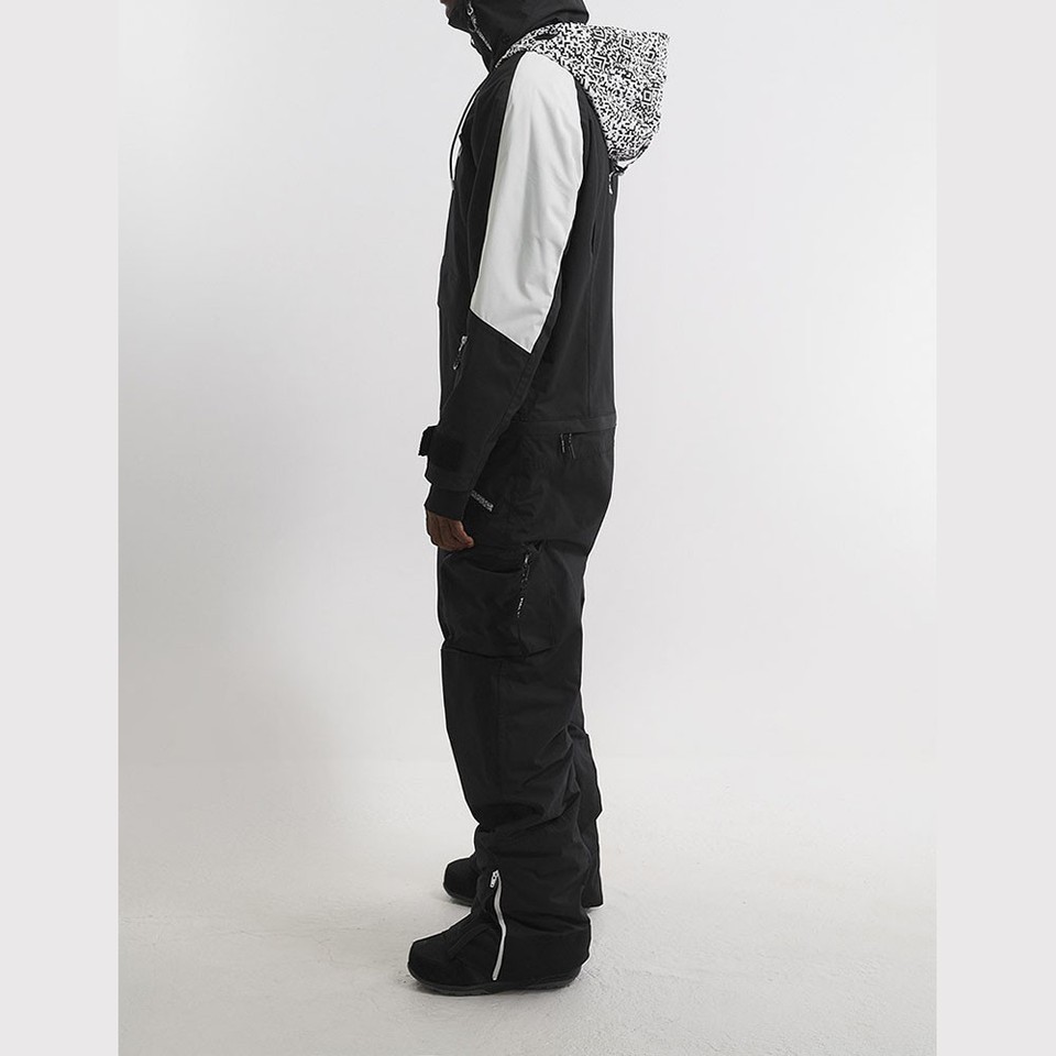Black QR-code ski suit, techwear one-piece, unisex, waterproof, durable ...