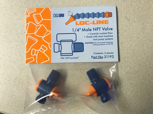 LOC LINE 21192 1/4" MALE NPT VALVE 2 PC PACK LOCLINE CONTROLS COOLANT ...