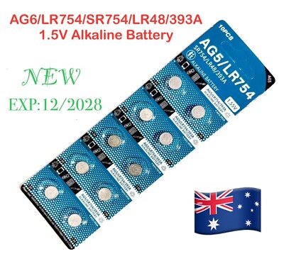 10 AG5/LR754/SR754/LR48/393A Button Batteries 1.5V Alkaline Cell EXP12 ...