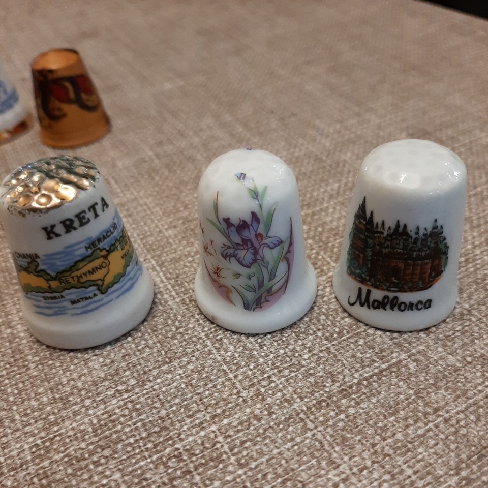 Job Lot of Thimbles from around the World X 46 various material vintage ...
