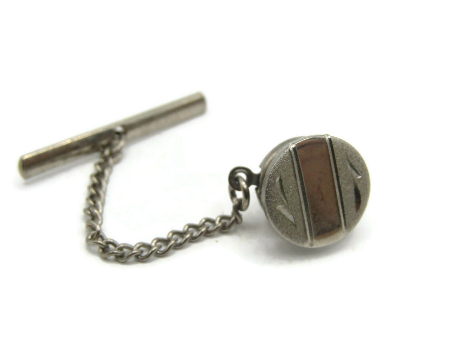 Circle Round Modernist Tie Pin Silver Tone Vintage Men's Jewelry