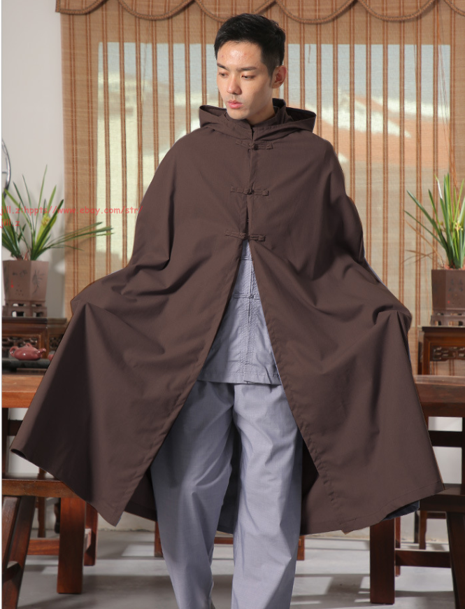 Cotton linen Buddhist Meditation Zen Shaolin Monk Kung Fu Cloak Robe ...