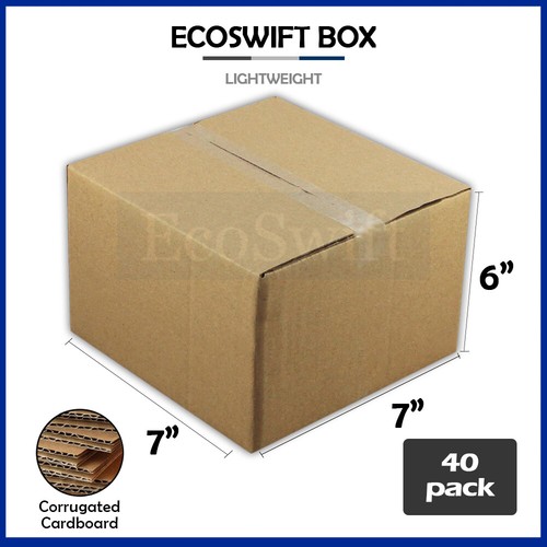 40 7x7x6 EcoSwift Cardboard Packing Moving Shipping Boxes Corrugated ...