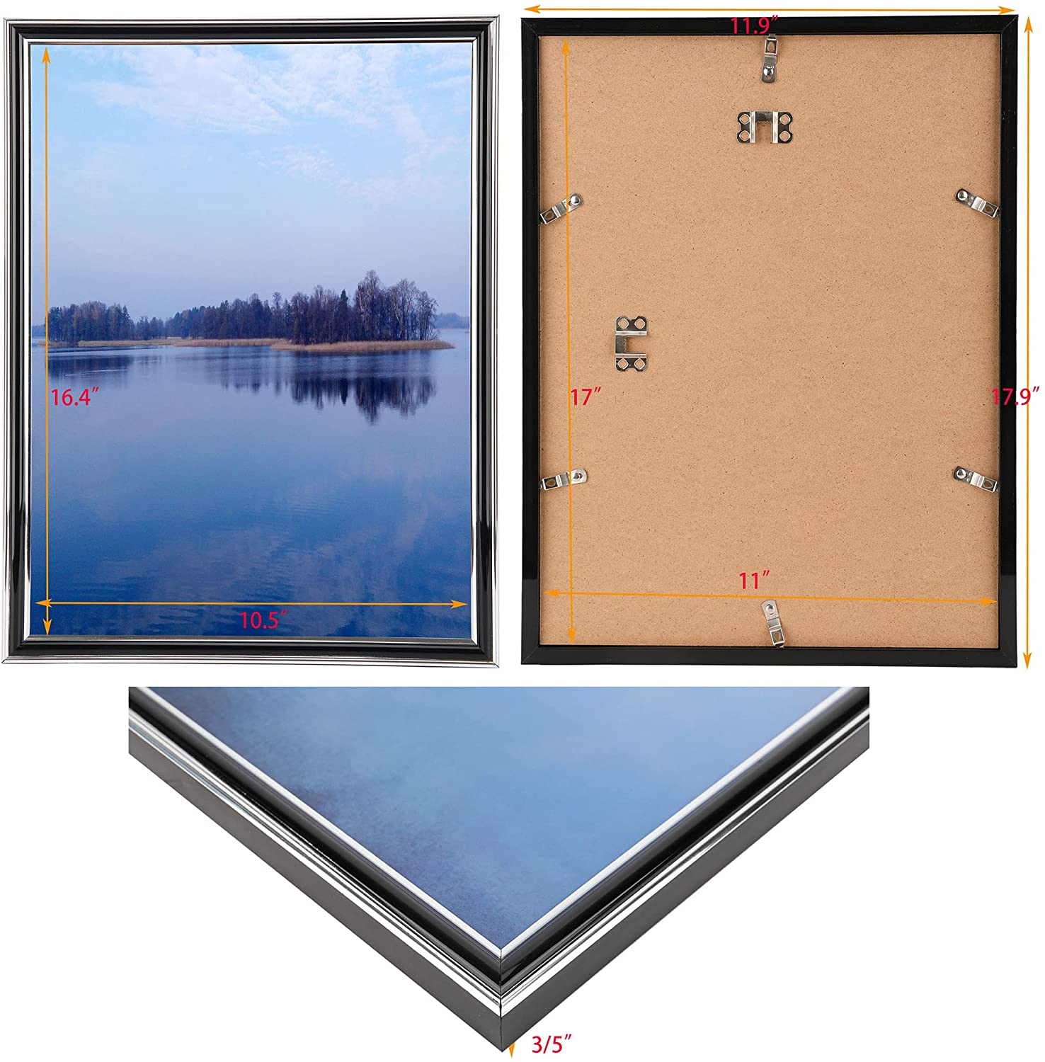 Aynoo 17X11 Picture Frame Black Poster Frame to Display 11 by 17 Inch ...