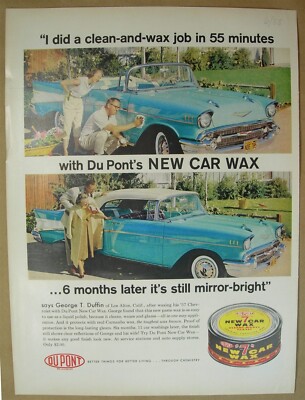 Big 1958 Vtg ad DuPont 7 new car wax on 57 Chevrolet- Rath black hawk ...