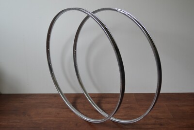 Vintage Pair Rigida Chromage Superchromix 27" x 1 1/4" Steel Wheel Rims ...