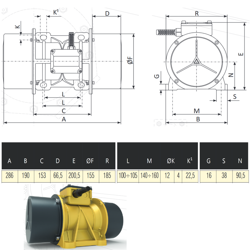 550W Industrie Vibrationsmotor 400V Elektro Industrie Motorvibrator ...