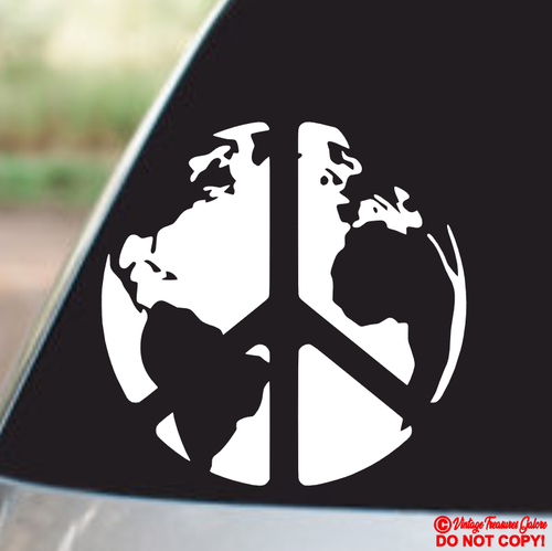 WORLD PEACE Vinyl Decal Sticker Car Window Wall Bumper EARTH SYMBOL ONE ...