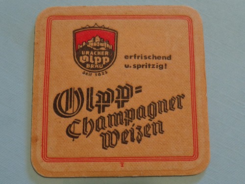 Rare GERMAN Brewery Bar Beer Coaster ~ URACHER Olpp Bräu Champagner ...