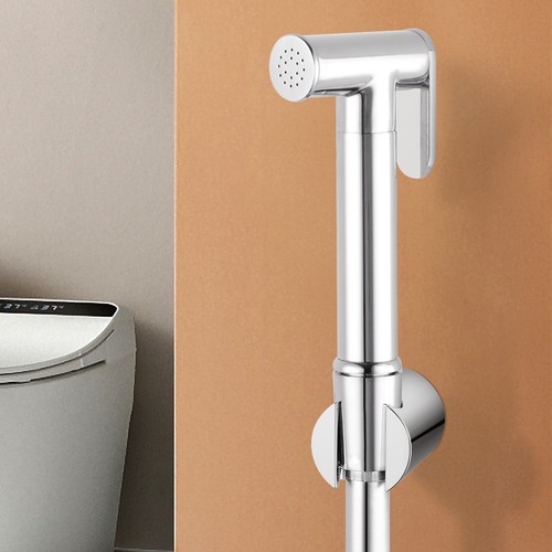ACA Bath Brass Silver Toilet Hand Held Spray Kit Round Bidet Shattaf ...
