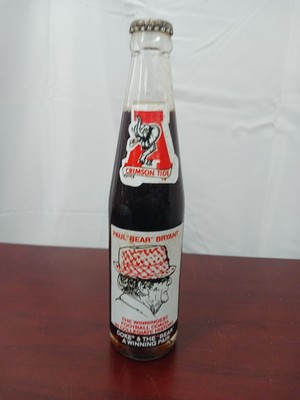 Vintage Paul Bear Bryant Coca Cola Coke Bottle Alabama Crimson Tide Win ...