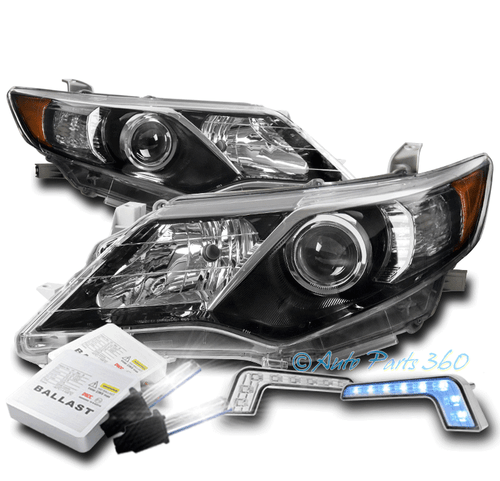 FOR 12 13 14 TOYOTA CAMRY PROJECTOR BLACK HEADLIGHT HEADLAMP W/BLUE LED DRL+HID | eBay