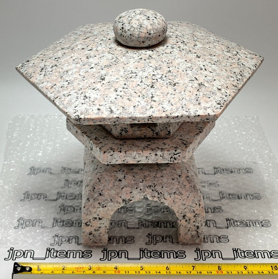 Pink Gray Stone Lantern Tourou Miniature Granite Japanese Garden ...