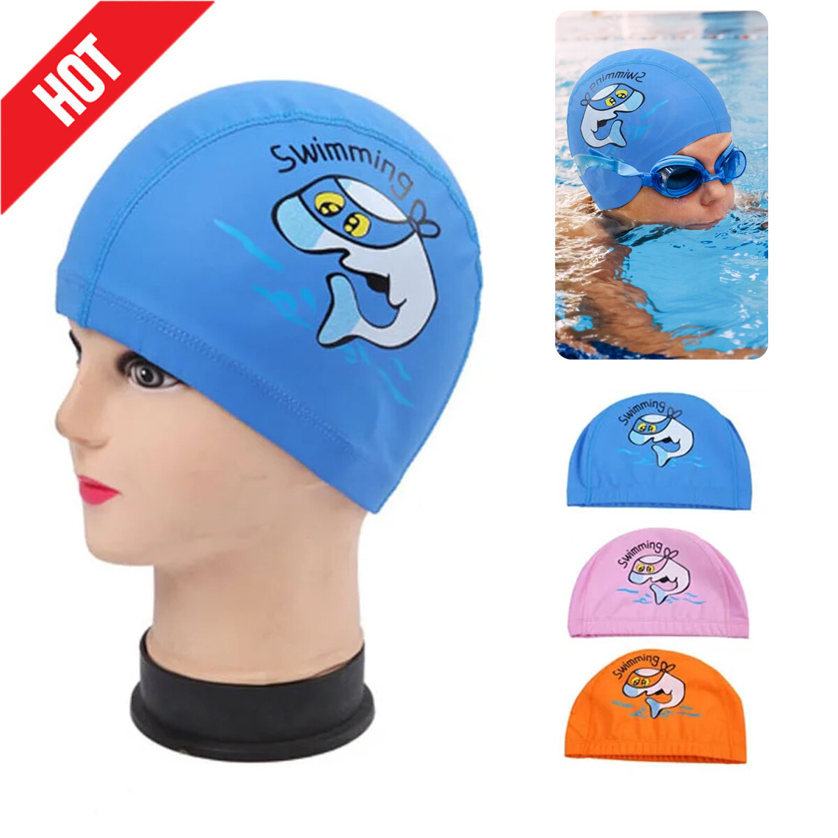 Swimming Caps For Women Swimming Cap Pure Color Nylon Spandex Fabric ...
